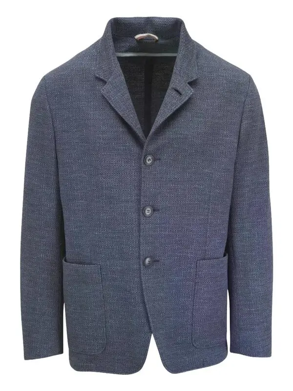 Canali Textured Finish Notch Lapels Blazer - Blue