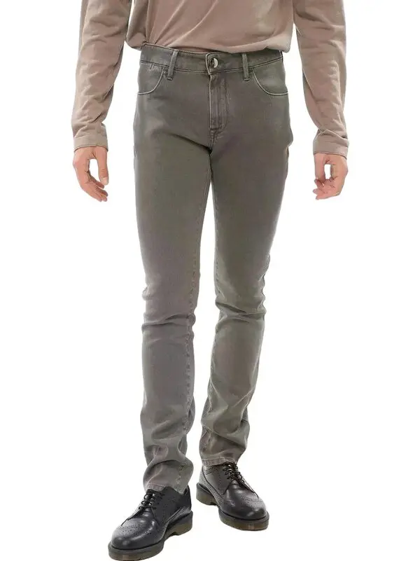 Corneliani Slim-fit Green Denim Jeans - Grey