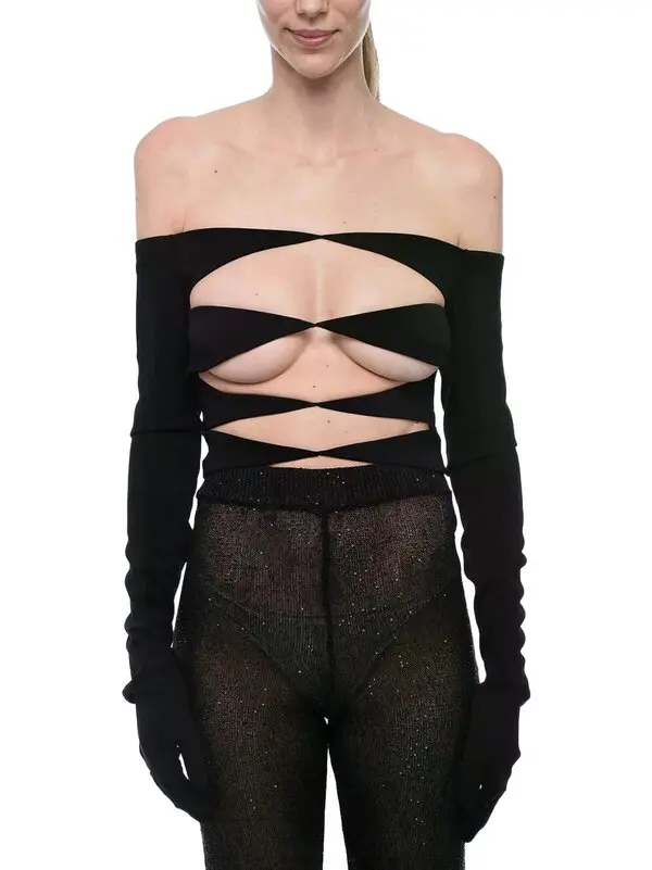 MONOT Off-shoulder Glove Top With Cut-out Detail - Black