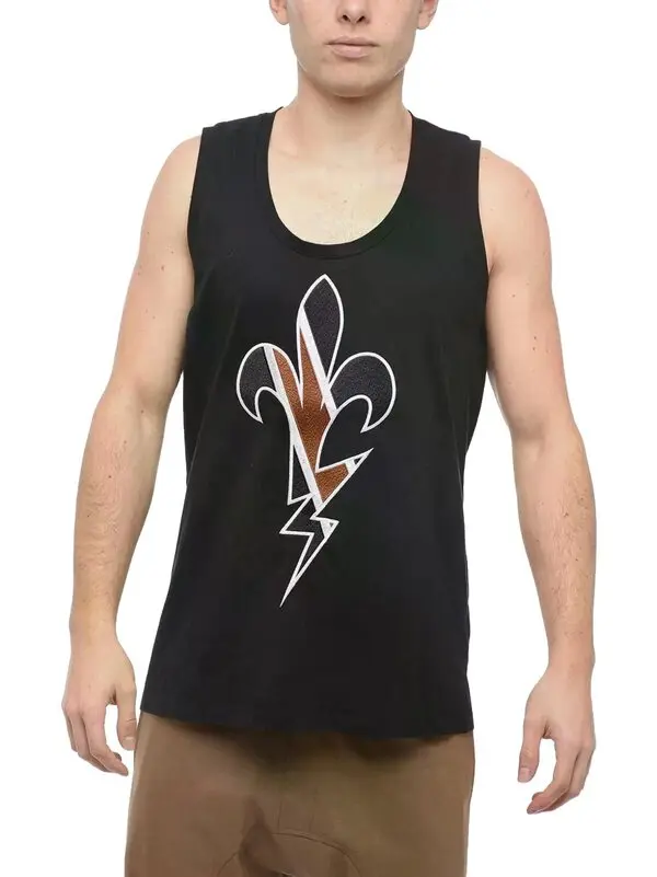 Neil Barrett Fleur-de-thunder Embroidered Tank Top - Black