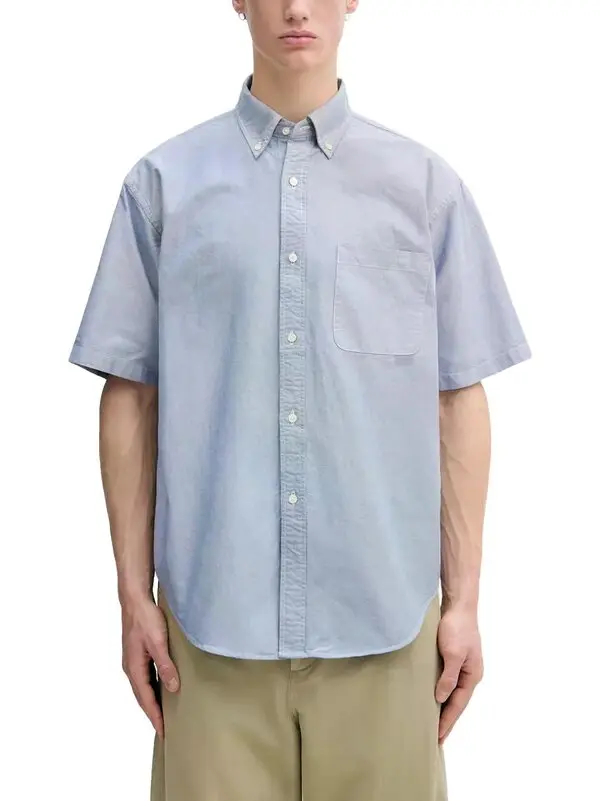 BEAMS Oxford Short-sleeved Shirt - Blue