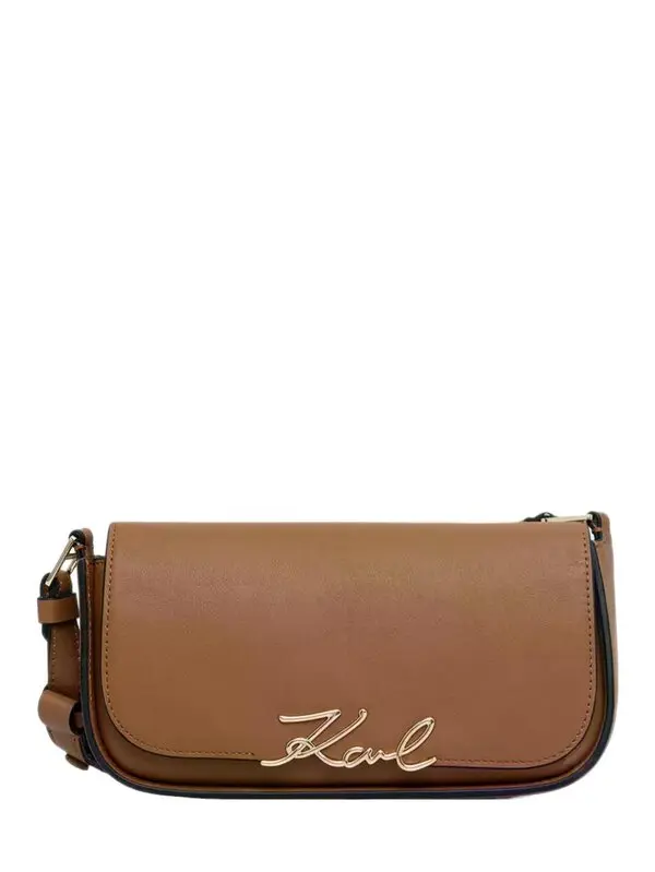 Karl Lagerfeld Foldover Top Shoulder Bag - Brown