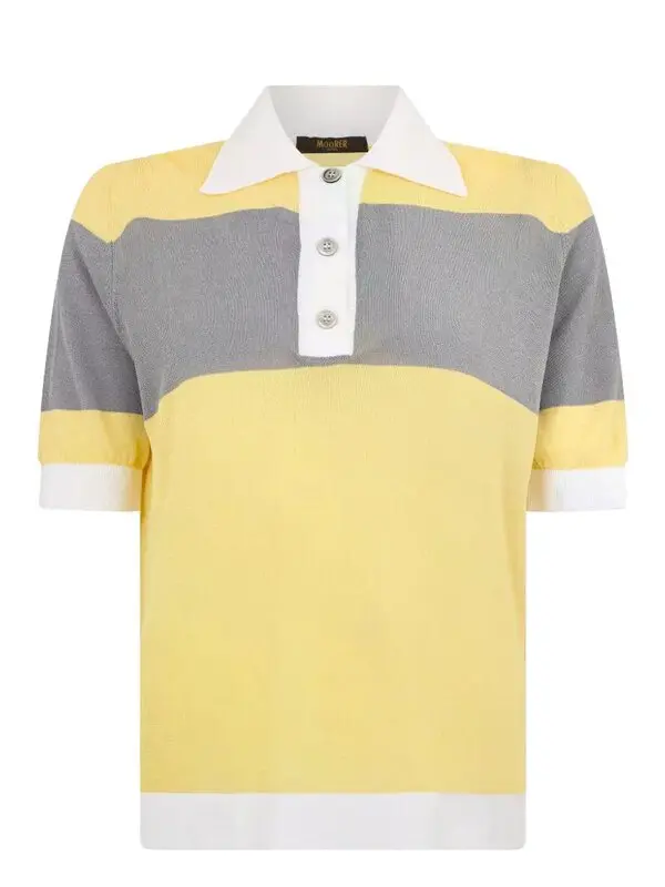 MOORER Striped Short-sleeve Polo Shirt - Yellow