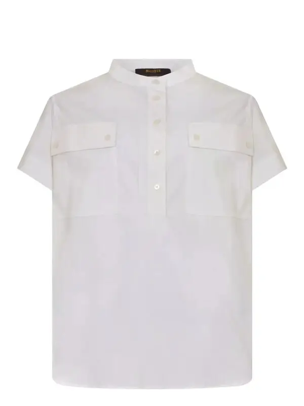 MOORER Short Sleeve Blouse - White