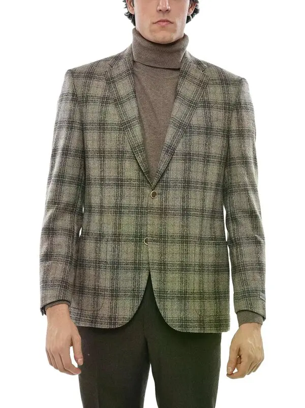 Corneliani District Check Long-sleeve Blazer - Neutrals