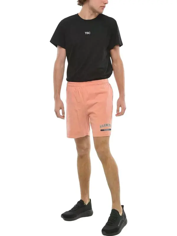 Harmony Elasticated Shorts With Logo Print - Orange