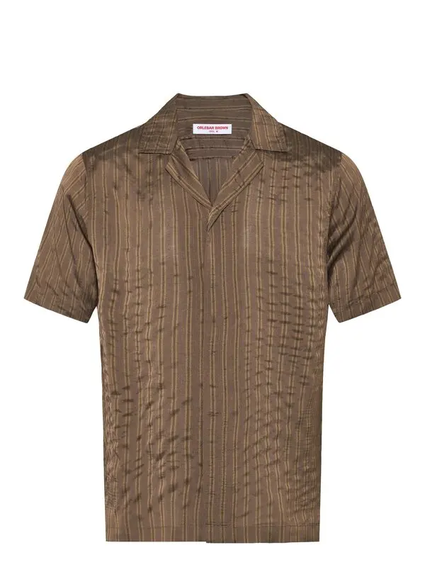 Orlebar Brown Relaxed Silk-blend Stripe Shirt - Bronze