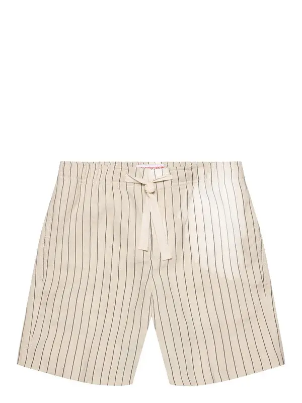 Orlebar Brown Relaxed Fine-stripe Linen Shorts - Latte/night Iris
