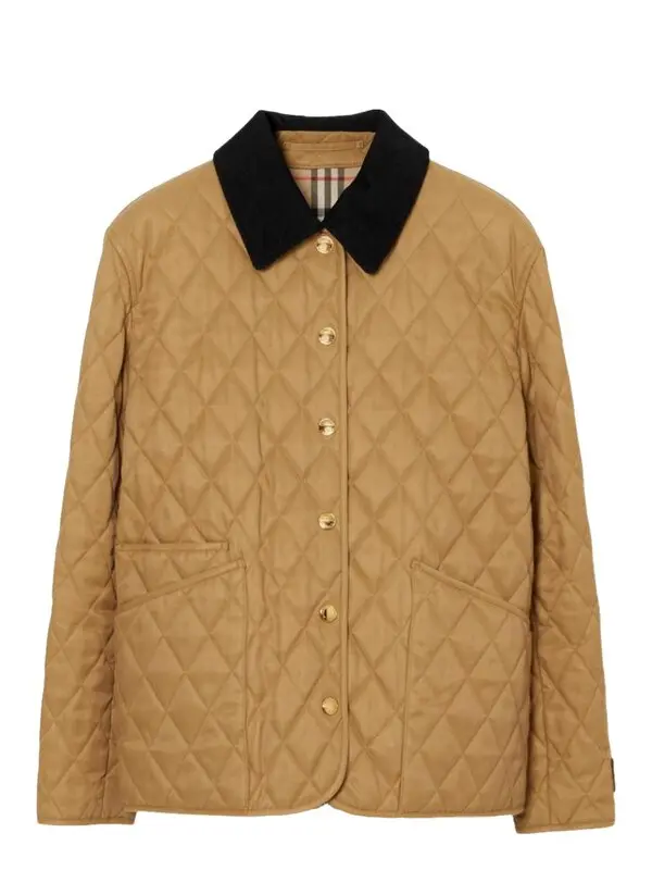 Burberry Quilted Jacket With Snap Buttons And Patch Pockets - Camel