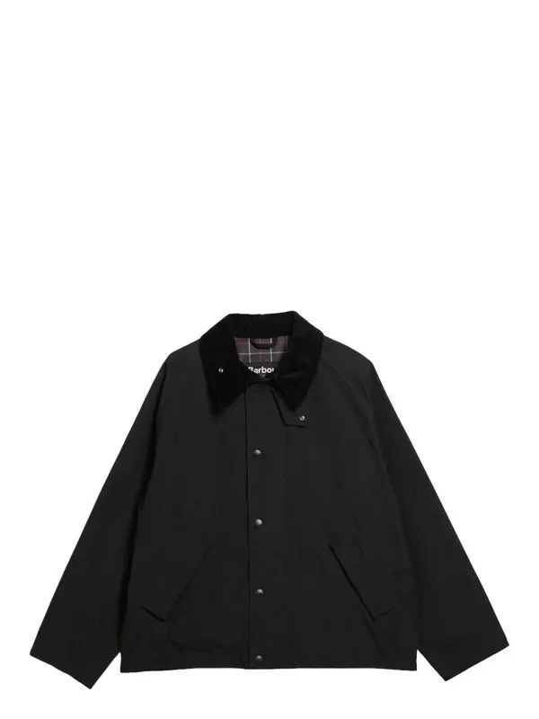 Barbour Transporter Oversized Casual Jacket With Contrasting Collar - Black
