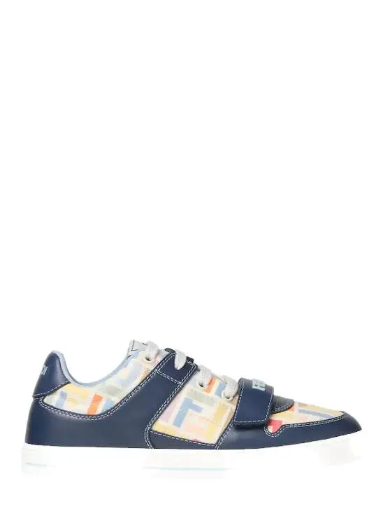 Fendi Ff Logo Touch-strap Sneakers - Blue Multicolor