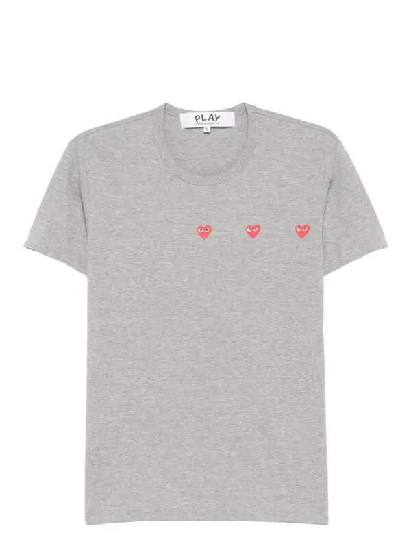 Play Comme Des Garcon Comme Des Garçons Play Triple Hearts Crewneck T-shirt - Grey