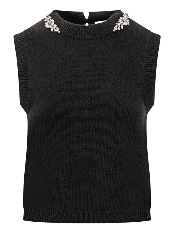 SEMICOUTURE Crystal-embellished Sleeveless Top - Black