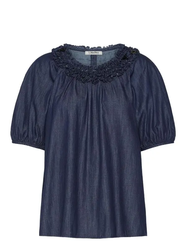 Max Mara Pleated Denim Shirt - Midnight Blue