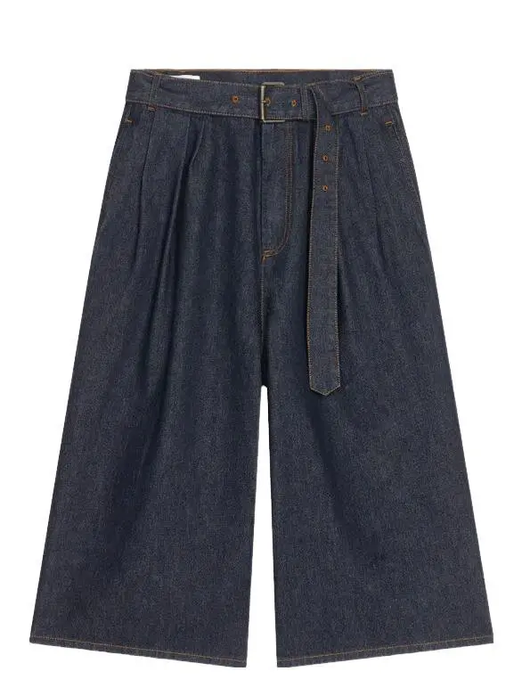 Dries Van Noten High-waisted Belted Wide-leg Denim Shorts - Indigo