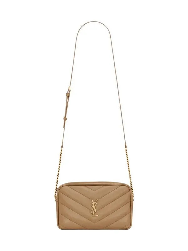 Saint Laurent Loulou Camera Bag In Matelassé Lambskin - Brown