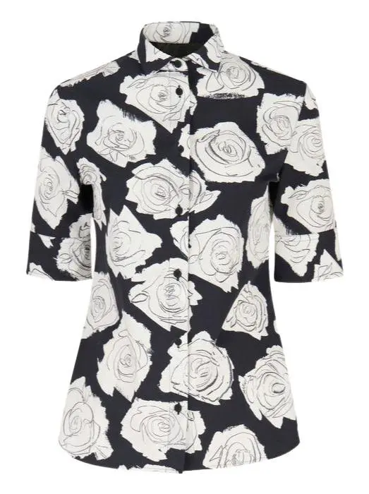 Marni Luna Print Poplin Short-sleeve Shirt - Black