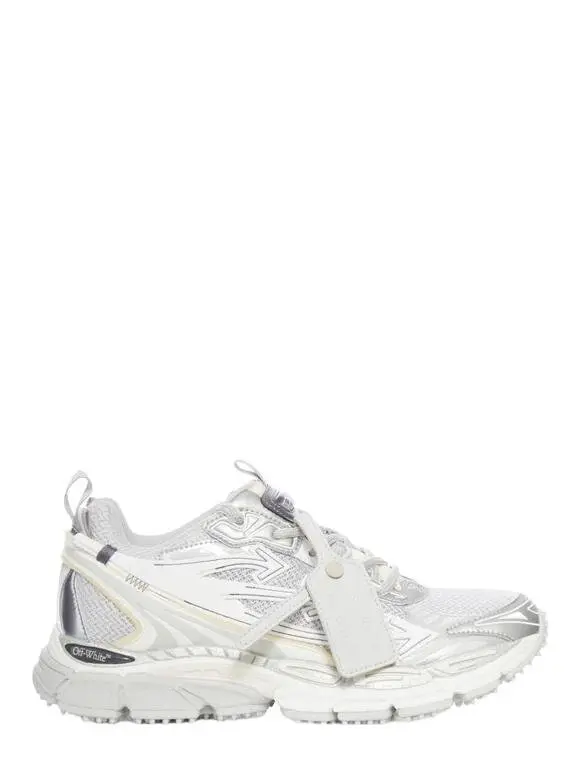 Off-White Leather Tag Lace-up Sneakers - Gray-silver