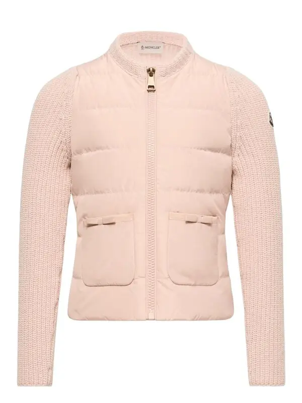 Moncler Padded Wool Cashmere Zip-up Cardigan - Pink