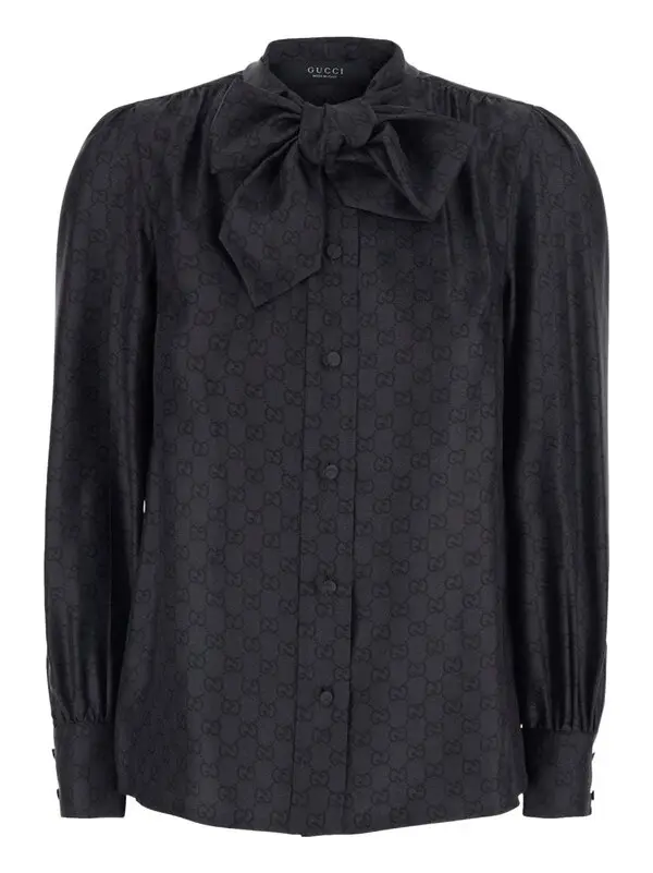 Gucci Printed Long-sleeve Twill Shirt - Black