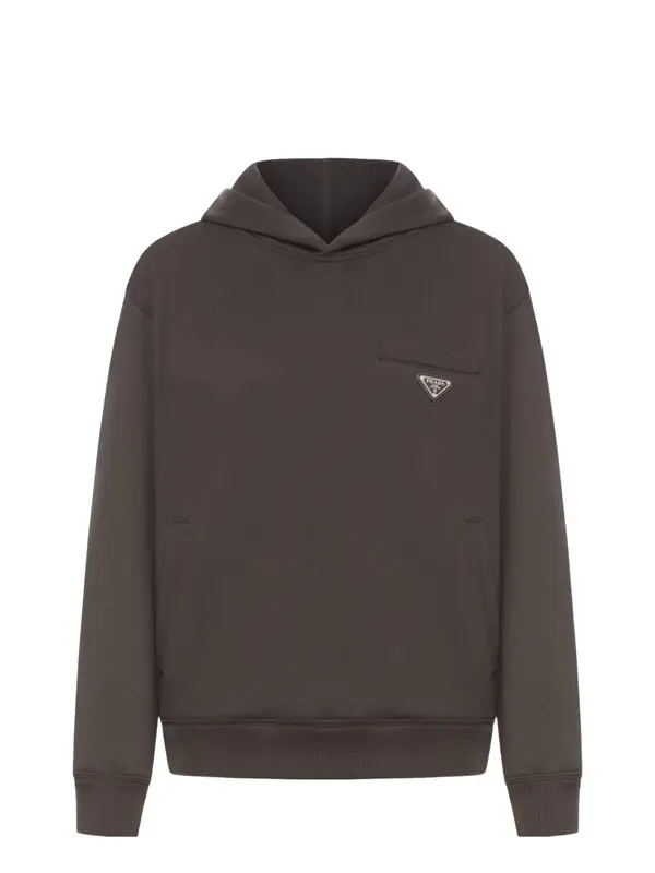Prada Long-sleeved Hoodie With Triangle Logo - Black