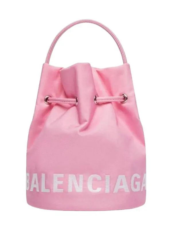 Balenciaga Wheel Xs Logo Embroidered Bucket Bag - Pink