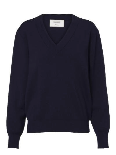 RÓHE V-neck Wool Sweater - Blue