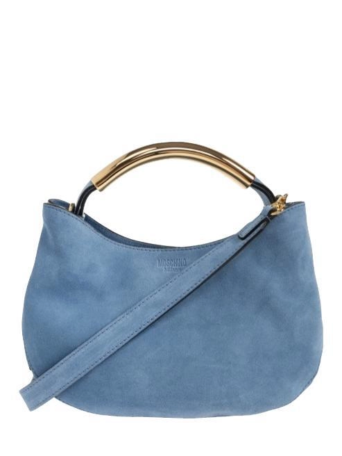 Moschino Letter Detail Shoulder Bag With Gold Tone Hoop Handle - Blue