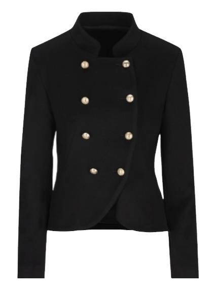 CINI VENEZIA Tailored Long Sleeve Jacket With Button Details - Black