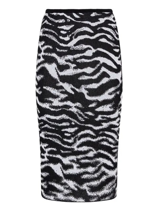 Attico Zebra-stripe Jacquard Knit Skirt - White/black