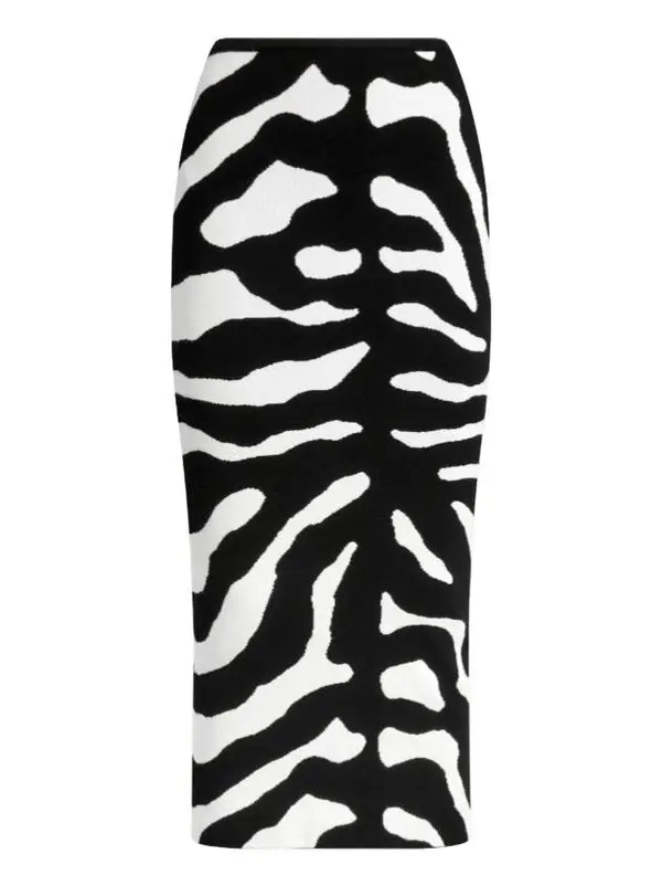 Moschino Zebra Print Wrap-style Stretch Knit Skirt - Black