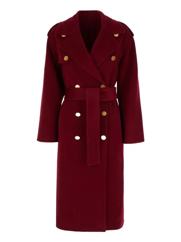 Alberta Ferretti Long Sleeved Belted Coat - Red