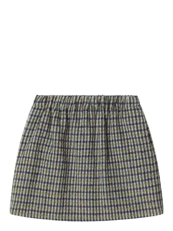 DOUUOD Check-pattern Pleated Skirt - Gray