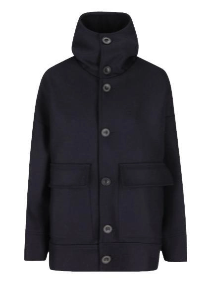 CINI VENEZIA Hooded Button-up Coat - Black