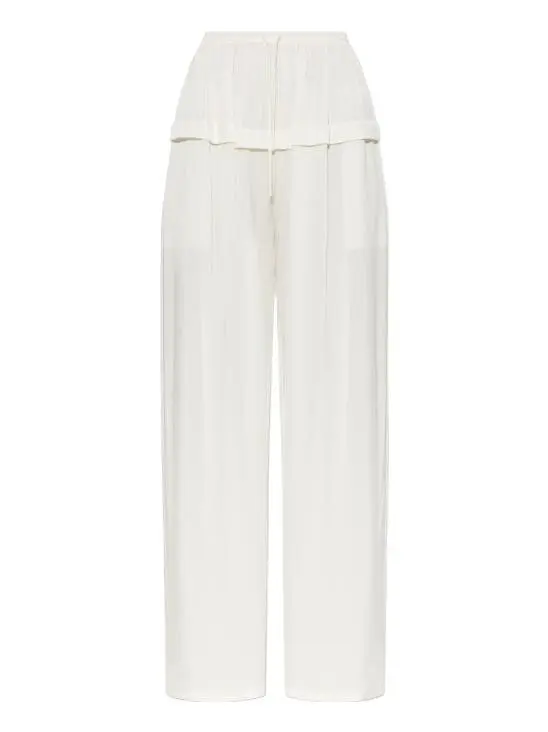 Alaïa Wide-leg Trousers With Elastic Waistband - Cream