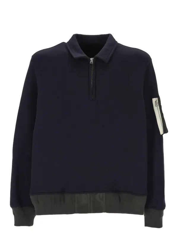 Sacai Long Sleeve Sweatshirt With Zip Closure - Black
