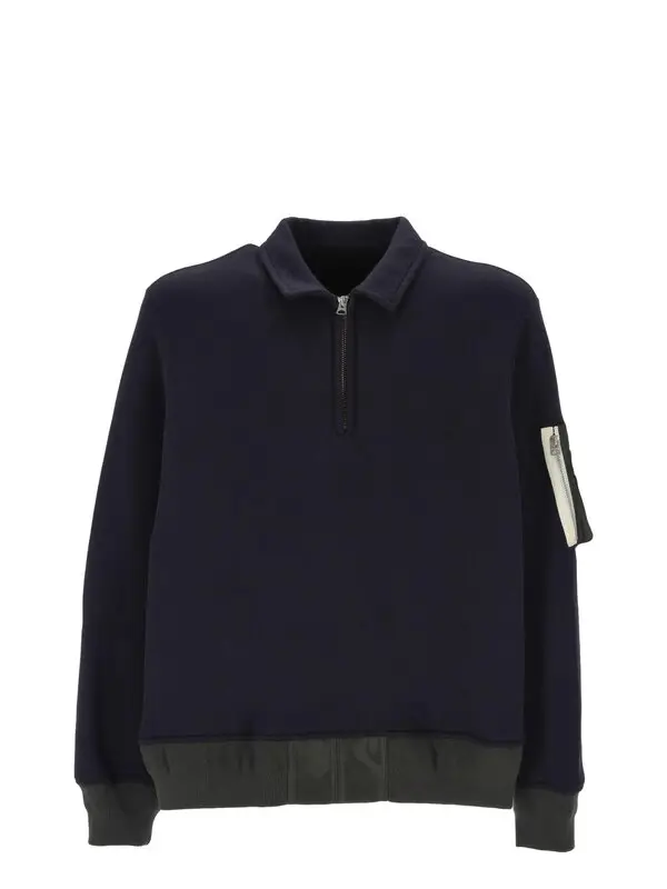 Sacai Terry Zip Polo Shirt - Black
