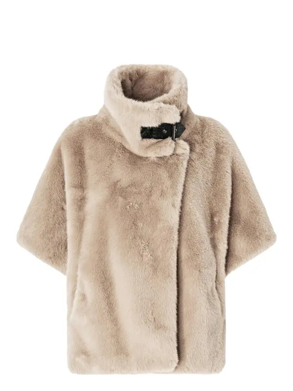Pinko High-neck Cape With Buckle Fastening - Ivory