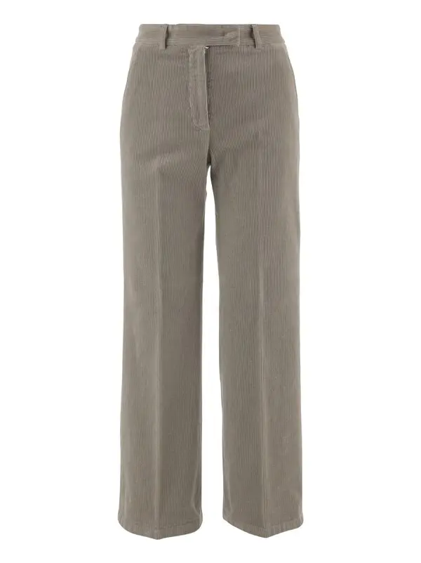 QL2 QUELLEDUE Tailored Corduroy Trousers - Gray