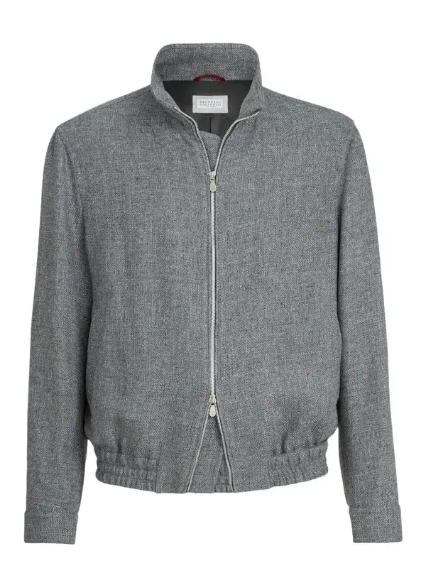 Brunello Cucinelli Mélange-effect Zip-up Jacket - Gray