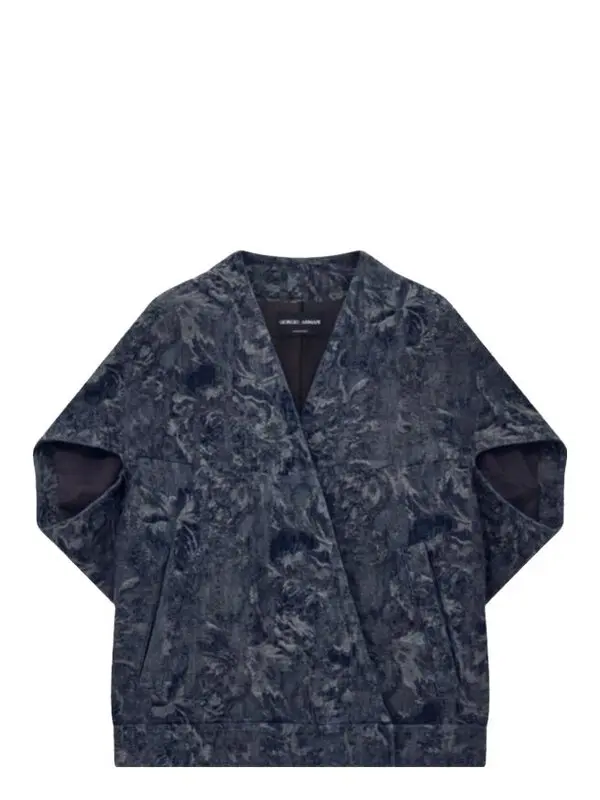 Giorgio Armani Floral Jacquard Oversized Kimono Jacket - Black