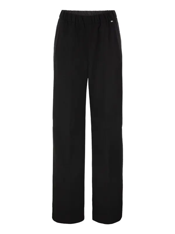 Herno Wide-leg Textured Knit Trim Trousers - Black