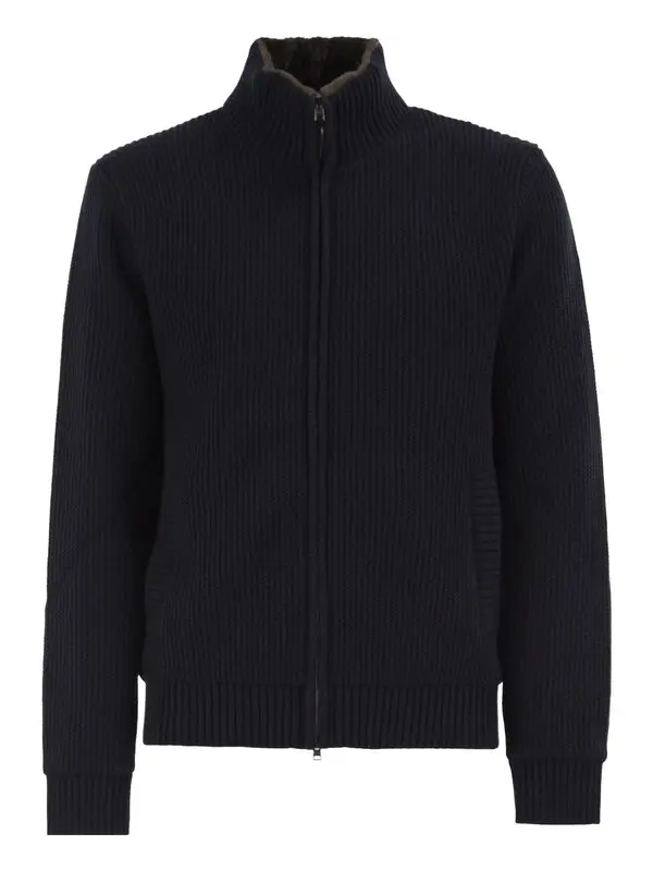 Herno High-neck Knit Cardigan - Black