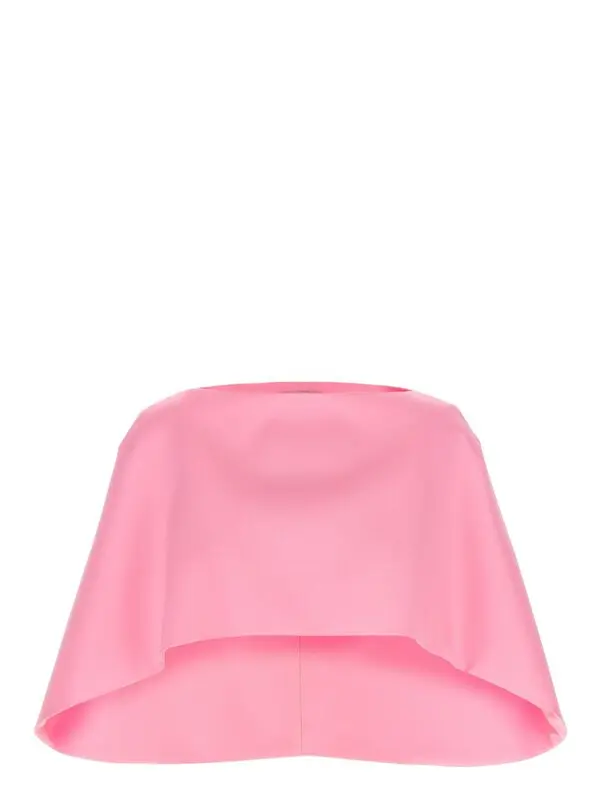 Alberta Ferretti Cropped Shawl With Boat Neck And Asymmetrical Hem - Pink