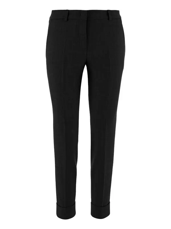 QL2 QUELLEDUE Tailored Trousers With Belt Loops And Cuffed Hems - Black