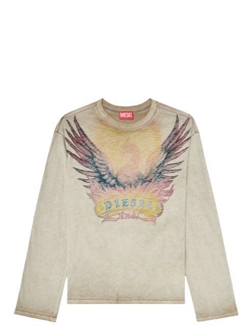 DIESEL® Graphic Print Long Sleeve T-shirt - Beige