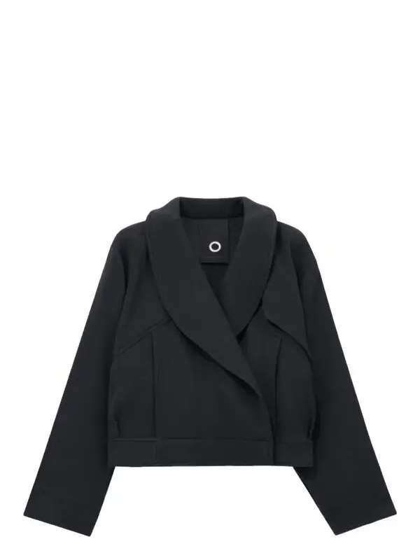 Giorgio Armani Cropped Caban In Stretch Virgin Wool - Grey
