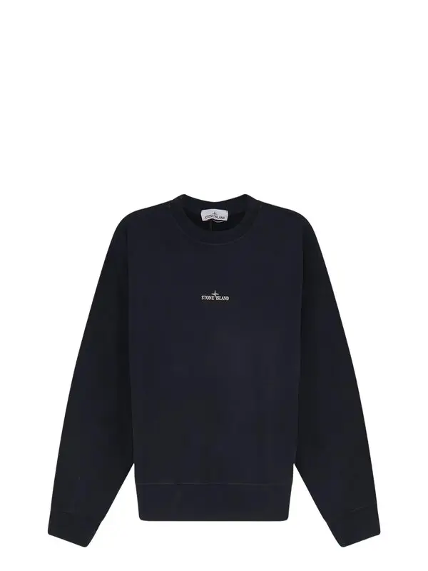 Stone Island Long-sleeve Crewneck Sweatshirt With Ribbed Trim - Black
