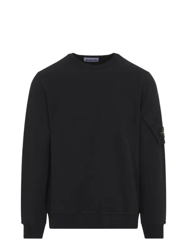 Stone Island Crewneck Sweatshirt With Detachable Logo Patch - Black