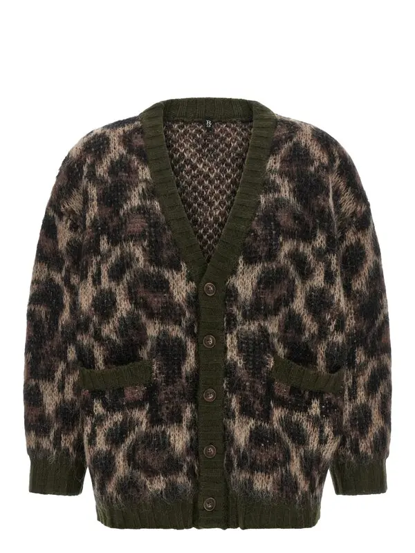 R13 Animal Print Cardigan - Brown